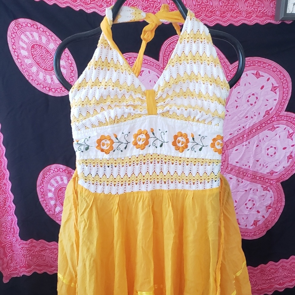 Mexican Mexicana Fiesta Party Dress Yellow - Gem